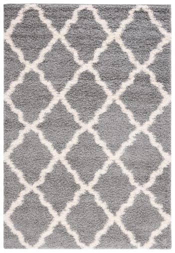 Alfombra de terciopelo ras con relieve, gris sobre fondo topo 120x170 Ina | Maisons du Monde