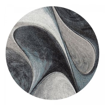 Tapis rond en polypropylène bleu et blanc 160x160 VALLONGUE | Maisons ...