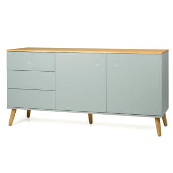 Buffet en bois 4 portes 3 tiroirs L165cm vert amande Arista | Maisons ...