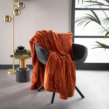 Plaid Sidney orange 140x180 cm uni | Maisons du Monde