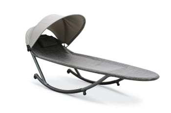 Sonnenliege aus Aluminium und anthrazitfarbenem Segeltuch mit ...