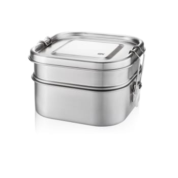 Lunch box acier micro-ondable 600ml en acier argent | Maisons du Monde