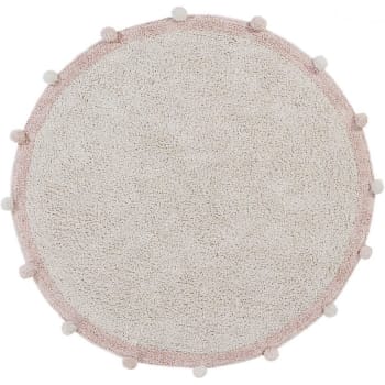 Tapis rond en coton recyclé et jute beige et blanc cassé D114 OULANKA | Maisons du Monde