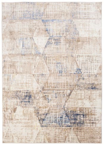 Tappeto salotto beige blu crema geometrico astratto 120x170 ASTHANE ...