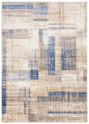 Tappeto salotto beige blu crema geometrico astratto 120x170 ASTHANE ...