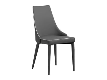 Set de 2 sillas PANDORA con patas cromadas y polipiel marrón PREMIUM ...