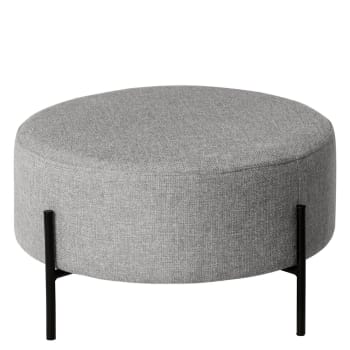 Runder Hocker aus Bouclé-Stoff mit gekreuzten Beinen aus Metall Albane ...