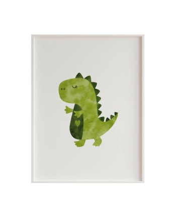 Quadro dino incorniciato in legno bianco 43X33 cm DECOWALL | Maisons du ...