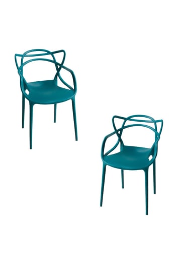 Pack 2 sillas color verde azulado en polipropileno Korme | Maisons du Monde