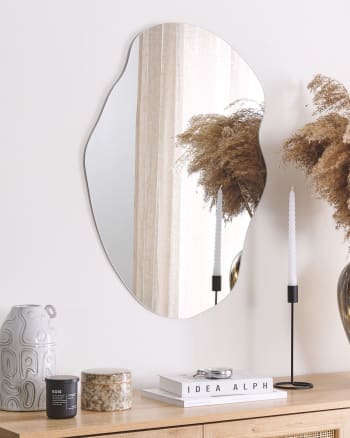 Specchio ovale in metallo nero 79x73 cm ALLAN | Maisons du Monde