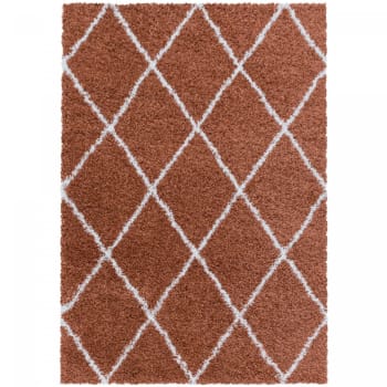 Tapis de style géométrique taupe et blanc 140x200cm Losanges | Maisons du Monde