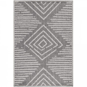 Tapis extérieur tissé plat gris et greige 120x170cm Tress | Maisons du Monde
