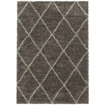 Tapis de style géométrique taupe et blanc 240x340cm Losanges | Maisons du Monde