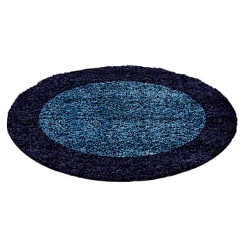 Tapis rond en polypropylène bleu et blanc 160x160 VALLONGUE | Maisons ...