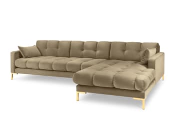 4-Sitzer Ecksofa rechts aus Samt, beige Ruby | Maisons du Monde