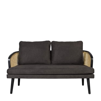 Sofá 2 plazas piel vacuno color taupé | Maisons du Monde