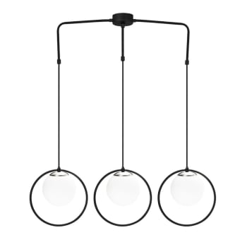 Lampadario Contemporaneo Ring Metallo Nero 6 Luci E Diffusori Bianchi ...