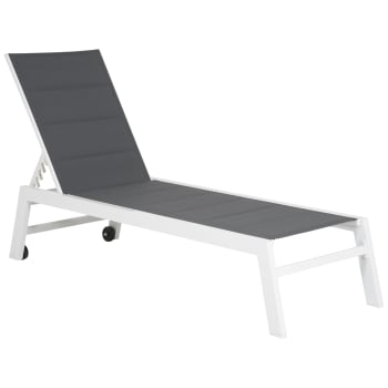 Sonnenliege aus Aluminium und anthrazitfarbenem Segeltuch mit ...