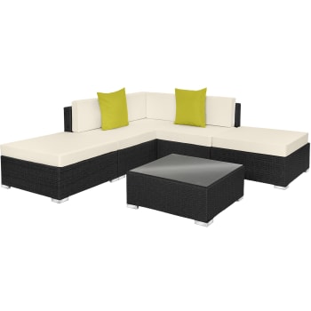 Divano lounge da giardino in rattan e alluminio nero | Maisons du Monde