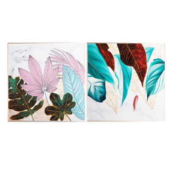 Dipinto su tela multicolore fiori cm 80x3,7x100 FLOWER & LEAF | Maisons ...