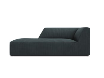Méridienne droite 1 place en tissu velours côtelé bleu clair Ruby ...