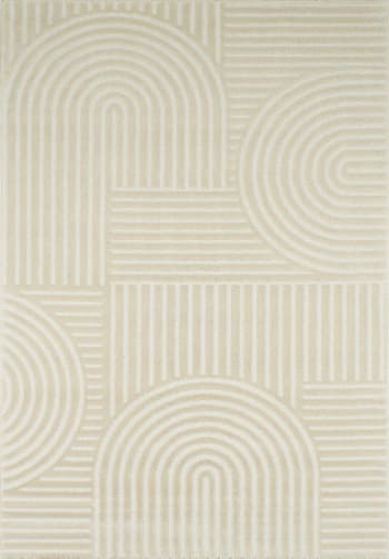 Tapis motif damier en relief - crème et beige - 80x150cm BIANCA | Maisons du Monde
