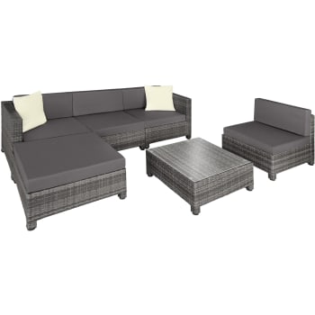 Divano lounge da giardino in rattan e alluminio grigio | Maisons du Monde