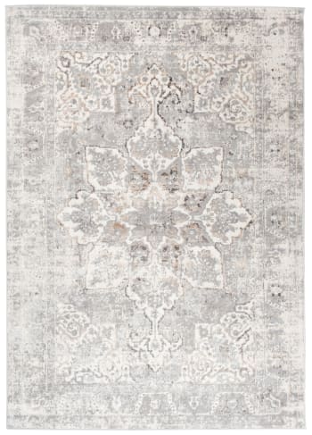Alfombra de salón comedor clásico beige crema gris flores 200x300 ...