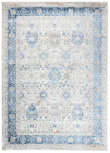 Tappeto da soggiorno vintage crema blu grigio fiori 160x220 VALLEY ...