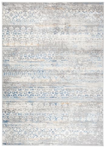 Tappeto da soggiorno vintage crema blu grigio fiori 160x220 VALLEY ...