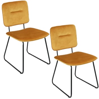 HUNTER - Chaises en chêne et velours clouté (lot de 2) jaune moutarde ...