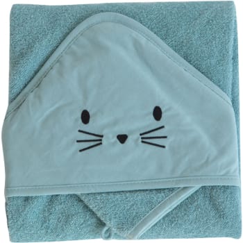 Cape de bain + gant chat gris perle (75 x 75 cm) | Maisons du Monde
