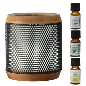 Weißer Ultraschall-Duftspender und Trio aus ätherischen Ölen - H15,5 ...