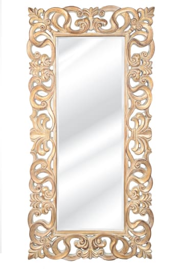 Espejo de mango tallado blanco 90x180 LOMBOK | Maisons du Monde