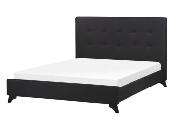 Lit double en tissu noir 140x200 Flayat | Maisons du Monde