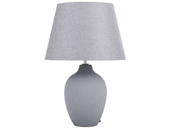 Lampe aus schwarzer Keramik mit Lampenschirm aus Jute Saveria | Maisons ...