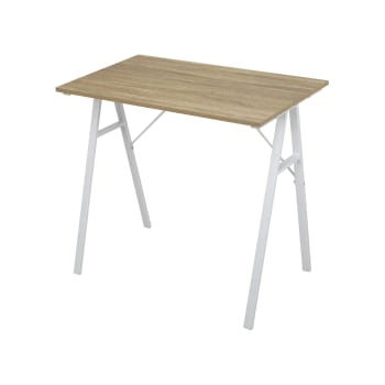Escritorio compacto de fibra de madera y acero blanco MODERN | Maisons ...