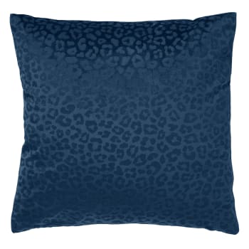 Coussin texturé à rayures coton bleu foncé 50x32 cm | Maisons du Monde