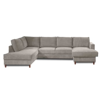 5-Sitzer Panorama-Sofa aus Samt, leichtes beige Miley | Maisons du Monde