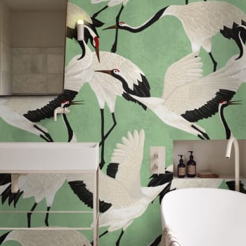 Papel pintado panorámico minimal jungle verde 525x250cm | Maisons du Monde