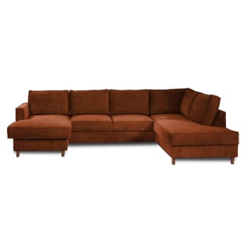 5-Sitzer Panorama-Sofa aus Samt, leichtes beige Miley | Maisons du Monde