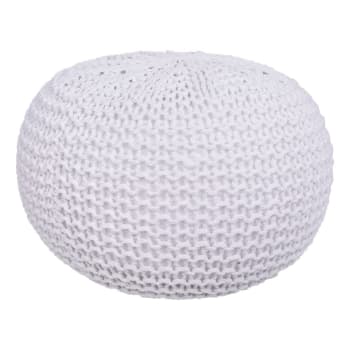 Puff de algodón trenzado blanco 45x45x33 | Maisons du Monde