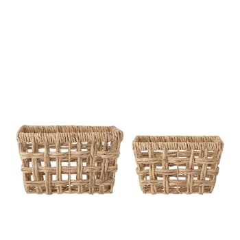 Set de 3 paniers fibre naturelle, blanc/marron XIANA | Maisons du Monde