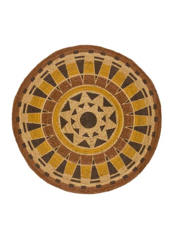 Tapis rond en jute au design ethnique multicolore, 120x120 cm Tonga | Maisons du Monde
