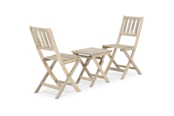 Set balcon table basse 40x40x45cm + 2 chaises beige textilene Java ...