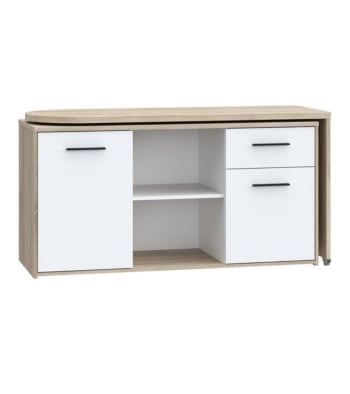 Escritorio intercambiable Creta patas cristal y MDF chapado nogal ...