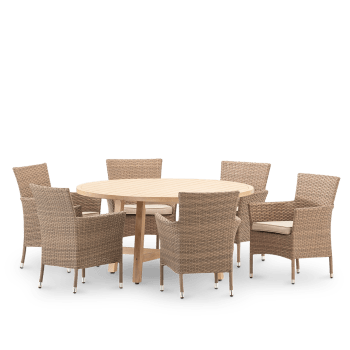 Ensemble table ronde et chaises 8 places en bois D150 Siena & modena ...