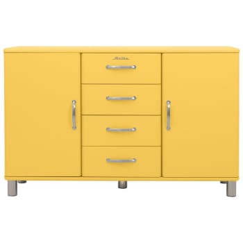 Buffet Bas 3 portes 3 tiroirs L160 cm - Décor Bois Clair Denver ...