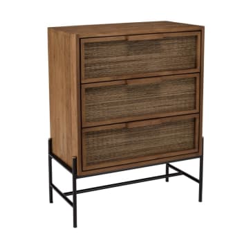 Table de chevet avec tiroir et cadre grège 50x34 cm Evo | Maisons du Monde