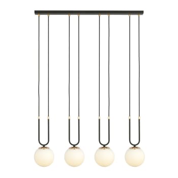 Lampada a sospensione 5 luci nera a forma di anello con sfera in vetro ...